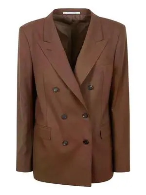 Tagliatore Double-breasted Peak Lapel Jacket - Brown