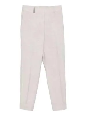 Peserico Houndstooth Belted Trousers - Neutrals