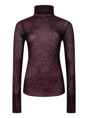 Pinko Rhinestone Embellished Roll Neck Sweater - Red