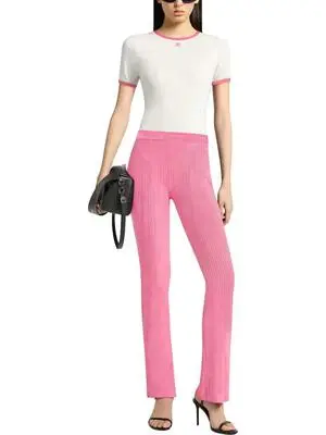 COURREGES Courrèges Ribbed-Knit Flared Trousers Pink