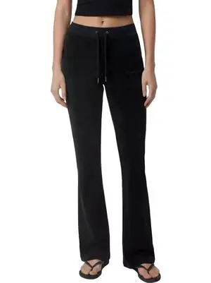SPORTY & RICH Sporty & Rich Logo-Embellished Velour Track Pants
