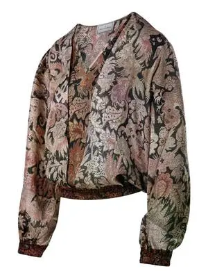 PIERRE-LOUIS MASCIA Aloes Floral Print V-neck Blouse - Gold
