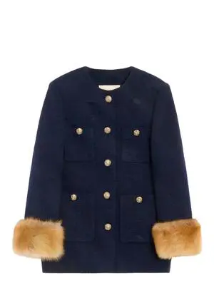 VALENTINO Valentino Garavani Wool Tweed Coat With Fur Cuffs