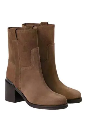 Brunello Cucinelli Suede Ankle Boots With Monili Detail - Brown