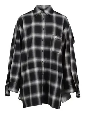 SRVC STUDIO Deconstructed Check Shirt - Black
