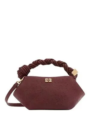 GANNI Mini Bou Ostrich-effect Tote Bag - Red