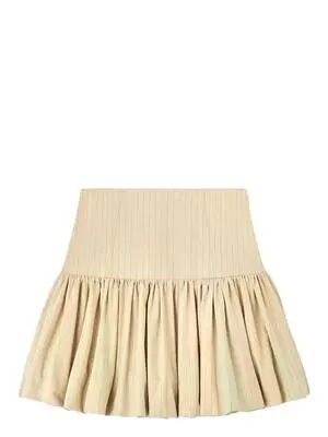 GANNI Pinstripe Ruffled Mini Skirt - Neutrals