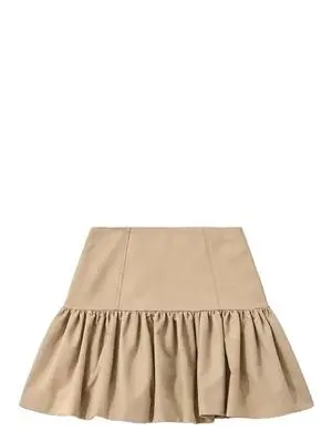 GANNI Pinstripe Ruffled Mini Skirt - Neutrals