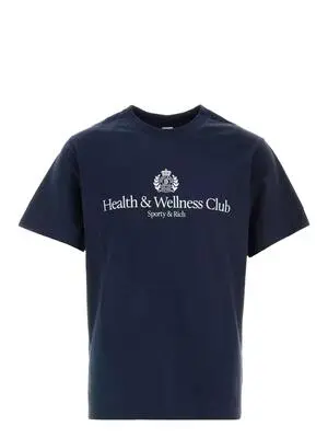 SPORTY & RICH Logo Print Cotton T-shirt - Blue