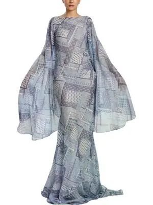 MIAU BY CLARA ROTESCU MIAU By Clara Rotescu Patchwork Print Open-Back Maxi Dress