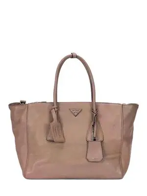Prada Logo Plaque Tote Bag - Neutrals
