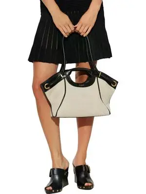 Balmain Calf Leather-trim Canvas Tote Bag - Neutrals