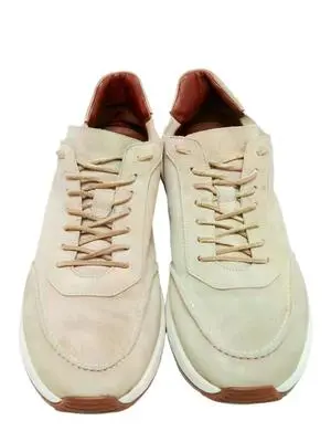Loro Piana Suede Round Toe Lace-up Sneakers - Grey