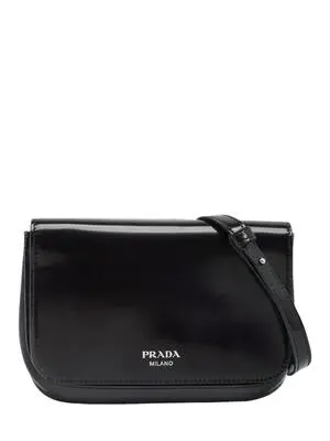 PRADA Prada Brushed Leather Flap Crossbody Bag