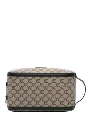 Gucci Gg Supreme Double Zip Toiletry Case Pouch - Neutrals