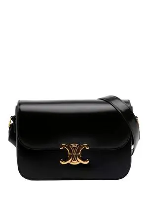 Celine Triomphe Crossbody Bag In Shiny Calfskin - Black