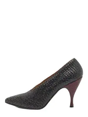 THE ROW Woven Pointed Toe High Heel Pumps - Black