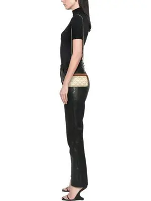 Celine Triomphe Coated Canvas Clutch On Chain Crossbody Bag - White