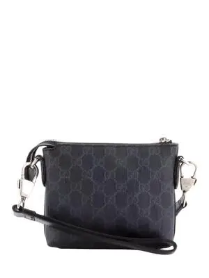 Gucci Interlocking G Patch Gg Coated Canvas Mini Messenger Bag - Black