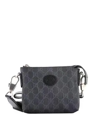 Gucci Interlocking G Patch Gg Coated Canvas Mini Messenger Bag - Black