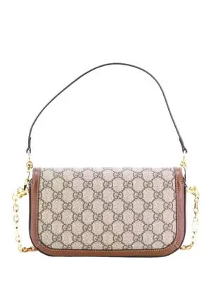 Gucci Horsebit 1955 Shoulder Bag Gg Coated Canvas - Brown