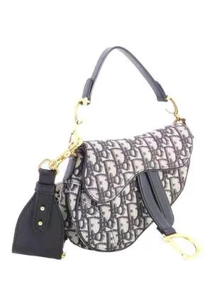 Dior Saddle Handbag With Strap Oblique Canvas Mini Shoulder Bag - Blue