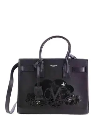 Saint Laurent Sac De Jour Bag Patchwork Leather Baby Tote Bag - Black