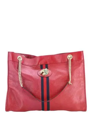 Gucci Rajah Chain Leather Large Tote Bag - Red
