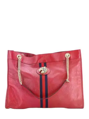 Gucci Rajah Chain Leather Large Tote Bag - Red