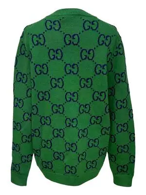 Gucci Gg Motif Knitted V-neck Cardigan - Green
