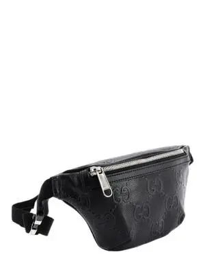Gucci Gg Embossed Perforated Leather Belt Bag - Black