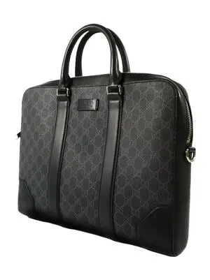 Gucci Gg Supreme Monogram Canvas Briefcase Laptop Bag - Grey