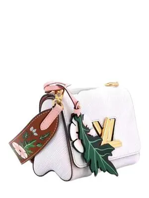 LOUIS VUITTON Monogram Flower Strap Twist Handbag Epi Leather Pm Shoulder Bag - White