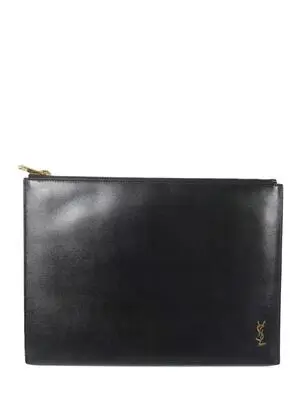 Saint Laurent Logo-appliqué Clutch Bag - Black