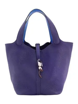 Hermès Hermès Eclat Picotin Lock Bag Clemence MM Bucket Bag Blue