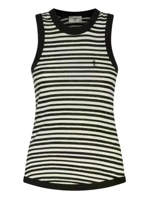 Saint Laurent Cassandre Striped Tank Top - Black