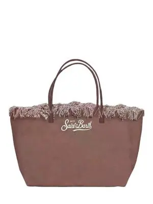 MC2 SAINT BARTH Fringed Logo-embroidered Tote Bag - Brown