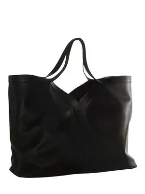 SAINT LAURENT Saint Laurent V-Cut Leather Tote Bag