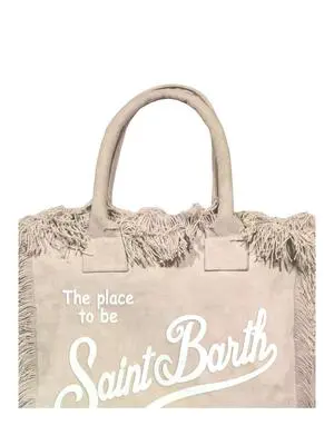MC2 SAINT BARTH Colette Fringed Tote Bag Neutrals