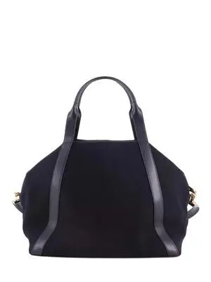 Saint Laurent Rive Gauche Embroidered Canvas Bowling Bag - Black