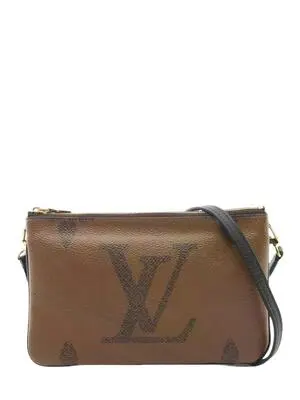 LOUIS VUITTON 2021 Monogram Giant Reverse Double Zip Shoulder Bag - Brown