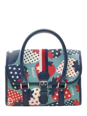Gucci Strawberry And Star Print Tote Bag - Blue