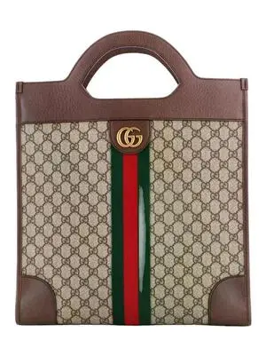 Gucci Ophidia Cut Out Handle Gg Coated Canvas Medium Tote Bag - Brown