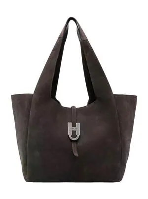 Hogan Trend Logo-plaque Suede Tote Bag - Brown