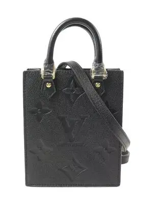 LOUIS VUITTON Monogram Empreinte Petit Sac Plat Tote Bag - Black