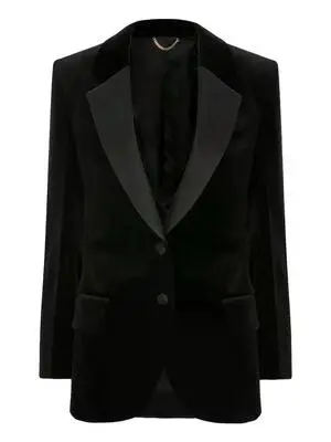 Victoria Beckham Velvet Texture Tailored Jacket - Black