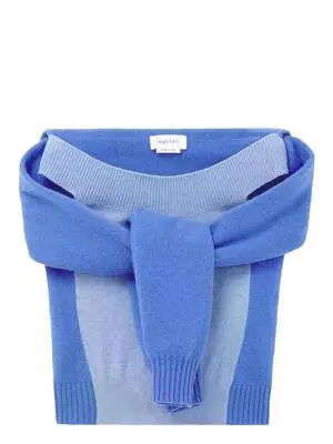 Alexander McQueen Off-shoulder Knitted Sweater - Blue