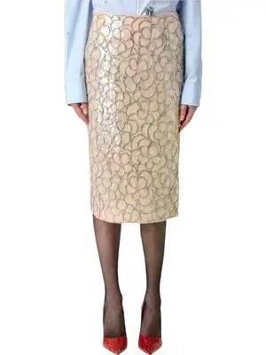 DES_PHEMMES Embellished Sequined Midi Skirt - Pink
