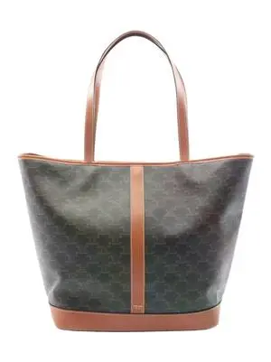 Celine Medium Triomphe Canvas Tote Bag With Leather Trim - Brown