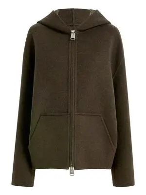 Khaite Hooded Wool Zip-up Jacket - Brown